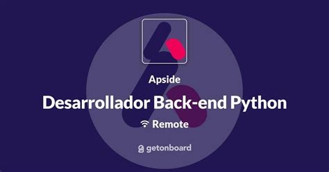 Desarrollador Back End Python At Apside Remote Work From Home Get