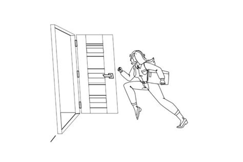 Woman Leaving Room Running To Open Door Graphic By Sevvectors