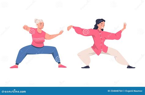 Man Character Practicing Tai Chi And Qigong Exercise As Internal