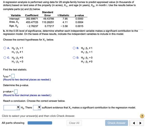 Solved A Regression Analysis Is Performed Using Data For 28