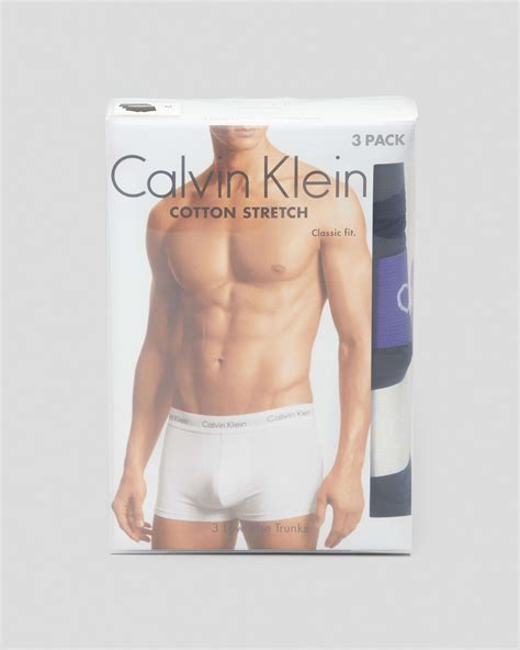 Shop Calvin Klein Cotton Stretch Low Rise Trunks 3 Pack In Black Bodies