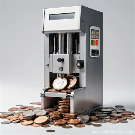 Assembly Machine Converting Coins Into Other Coins Blank Background