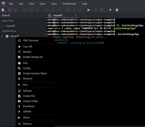 Development Running Swift Vapor In Codeanywhere