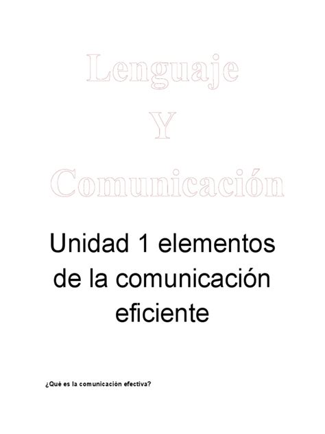 Unidad 1 Elementos De La Comunicación Eficiente Descargar Gratis Pdf