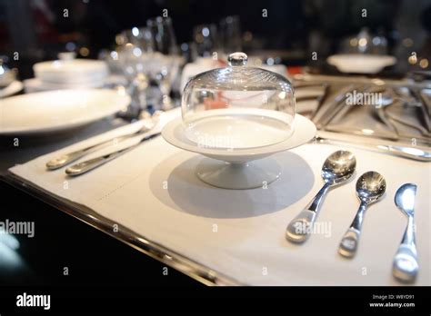 Tableware Offered To First Class Passengers Is Displayed During An