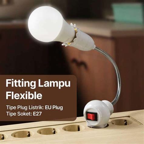 Jual Himiss Fitting Lampu Flexible Led Light Bulb E27 Plug Eu 220v Hm2 Petengan Lampu Plafon
