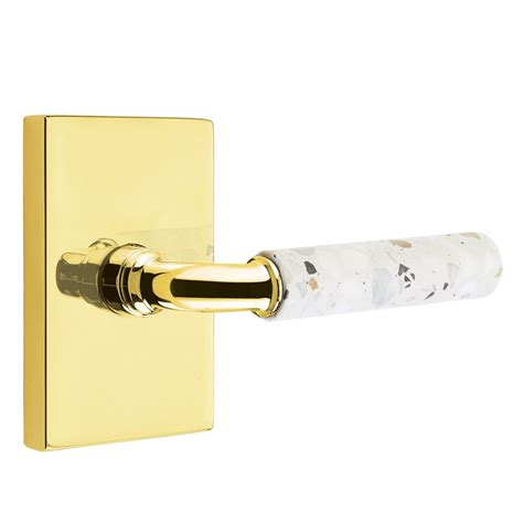 Select Levers Collection Concealed Passage Modern Rectangular Rosette In Unlacquered Brass And