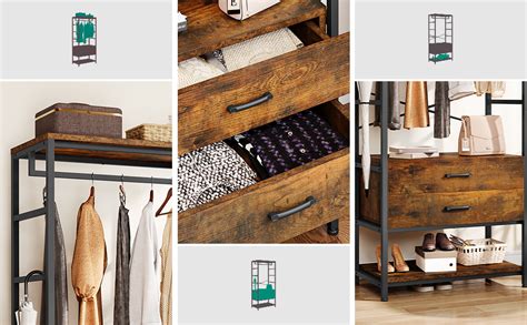 YITAHOME Coat Rack Stand Industrial Hall Tree With Shoe Storage Clothes Rail Stand Rack With