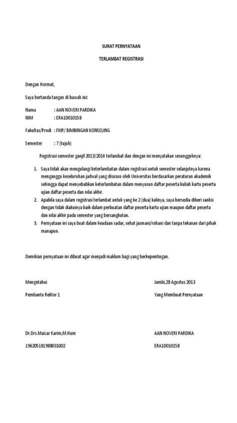 Contoh Surat Pernyataan Terlambat Masuk Kerja 55 Koleksi Gambar