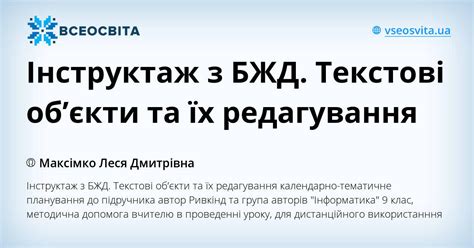 Інструктаж з БЖД Текстові обєкти та їх редагування Відеоурок Інформатика
