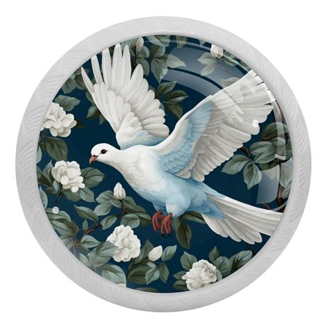 Peace Dove Pattern 4pcs Cabinet Knobs Pulls Fluorescent Drawer Handle