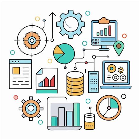 Colorful Icons And Shapes Representing Data Analytics And Business