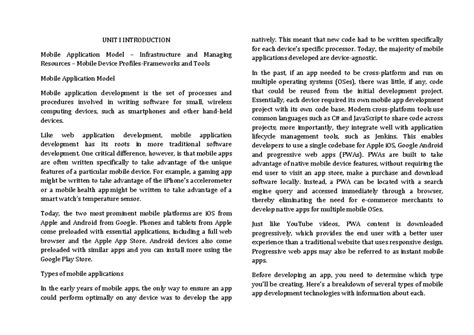 Unit I Introduction Mobile Application Development Notes Unit I