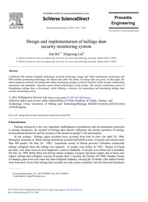 Pdf Design And Implementation Of Tailings Dam Security Monitoring System