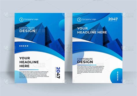企业封面设计或宣传册模板背景商业设计。现代商业传单布局模板a4大小。采用蓝波元素的现代封面设计年报素材 花瓣网