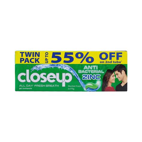 Closeup Gel Toothpaste Menthol Fresh Greent 175g Twin Pack