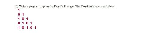 Write A Program To Print The Floyd S Triangle Chegg