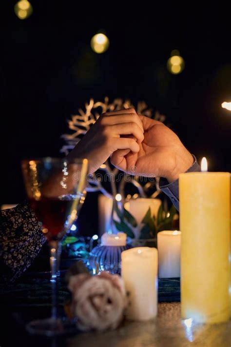 Intimate Candlelit Dinner For Two At A Restaurant Stock Photo Image Of Male Beautiful