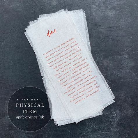 Modern Wedding Menu Fabric Menus Fabric Dinner Menus Fabric