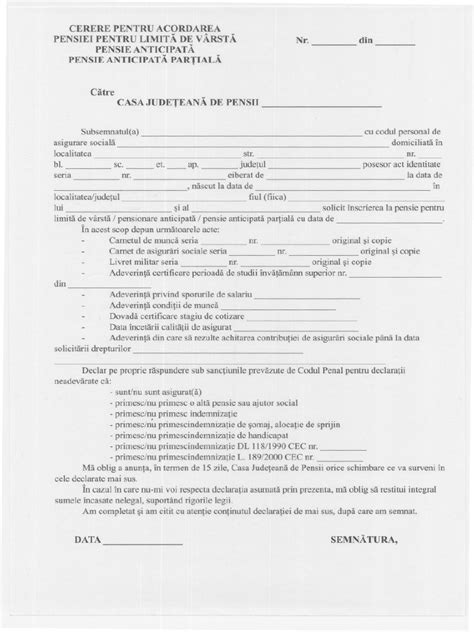 Cerere Pensie Limita De Varsta Pdf