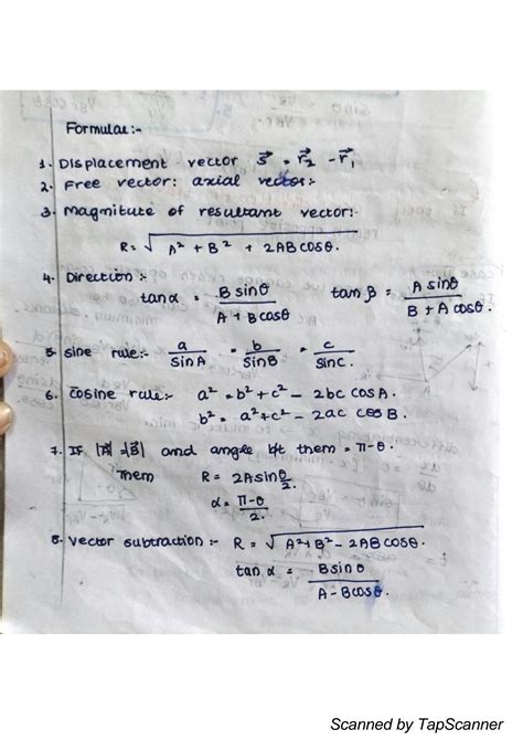 SOLUTION Motion In A Plane Formulae Class 12 Studypool