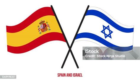 스페인과 이스라엘 국기는 교차하고 플랫 스타일을 흔들 공식 비율 올바른 색상입니다 경제에 대한 스톡 벡터 아트 및 기타 이미지 경제 공휴일 국가 지리적 지역 Istock