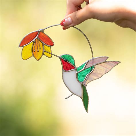 Stained Glass Hummingbird Art Stained Glass Bird Suncatchers Garden