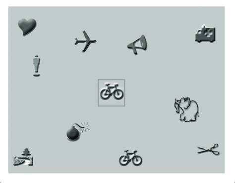 Example Of The Visual Search Task With Nine Distracters And 1 Target Download Scientific