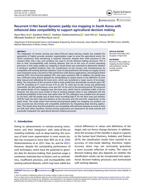 Pdf Recurrent U Net Based Dynamic Paddy Rice Mapping In South Korea With Enhanced Data