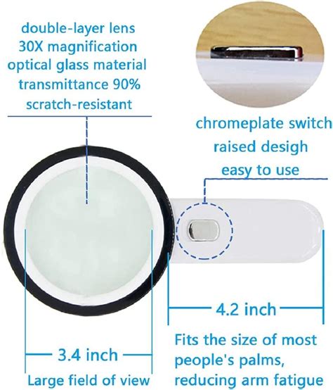 Magnifying Glass With Light Magnifier With Lights 30x 12 Led Double
