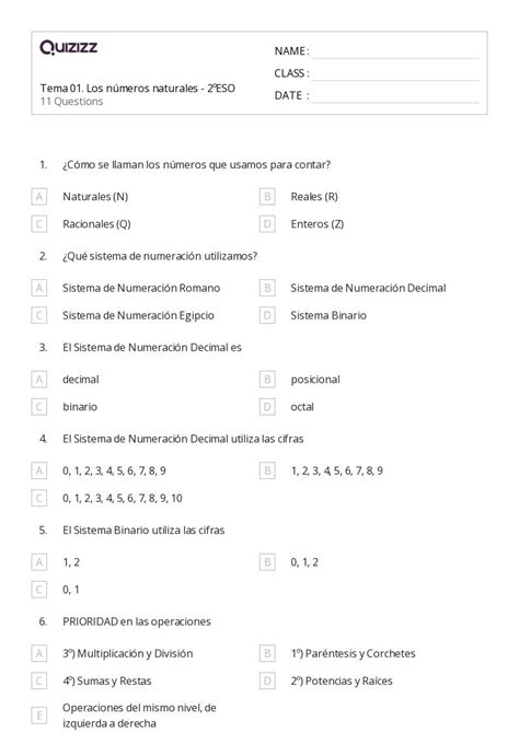 50 Enteros y Números Racionales hojas de trabajo para Grado 5 en