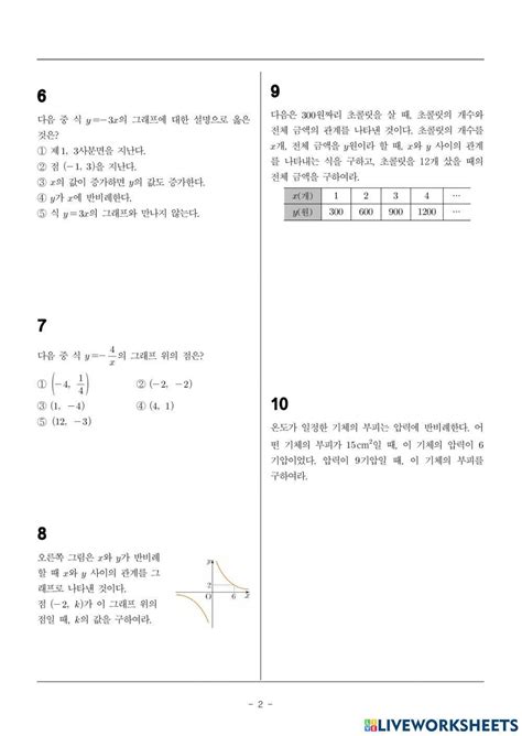 좌표평면과 그래프 평가반복연습 5075093 Jinada Liveworksheets
