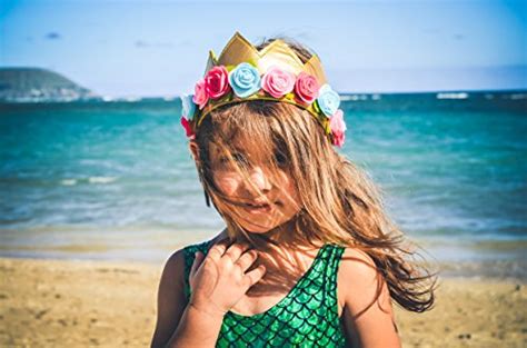 Girls Birthday Flower Crown Felt Gold Pink Princess Faux Leather Gold