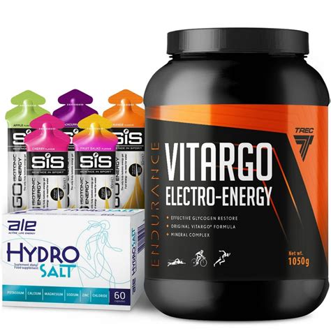 ZESTAW Trec Vitargo Electro-Energy +Elektrolity HydroSalt + 5x ŻeleSis