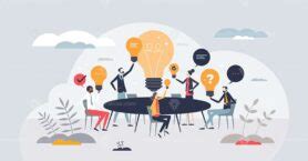 Creative Brainstorming And Innovative Idea Meeting Tiny Person Concept VectorMine