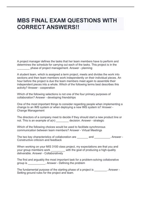 Mbs Final Exam Questions With Correct Answers Mbs Master Of Mbs Final Exam Questions With Correct Answers Mbs Master Of