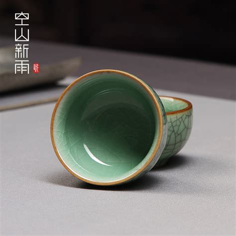 龙泉青瓷功夫茶杯茶具品茗杯陶瓷主人杯哥窑冰裂品茶小杯单个茶碗虎窝淘