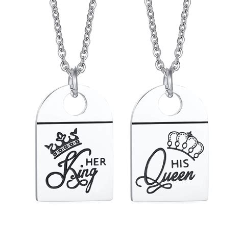 Her King And His Queen Couple Crown Necklaces Gardeniajewel
