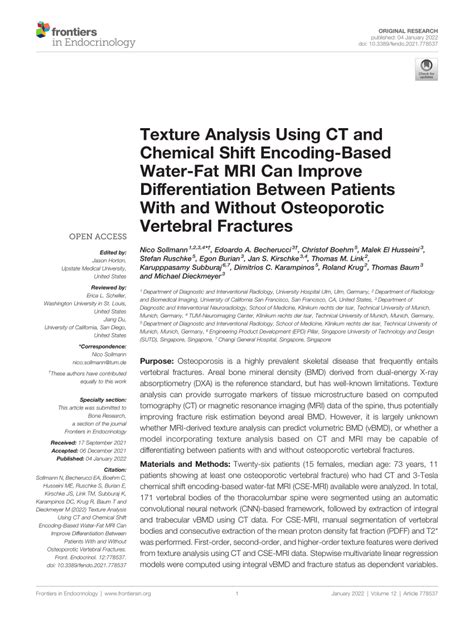 PDF Texture Analysis Using CT And Chemical Shift Encoding Based Water