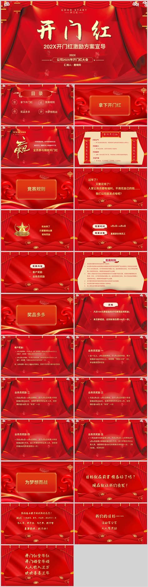 红色大气开门红激励方案宣导商务年会动态ppt模板 Ppt模板 图创网