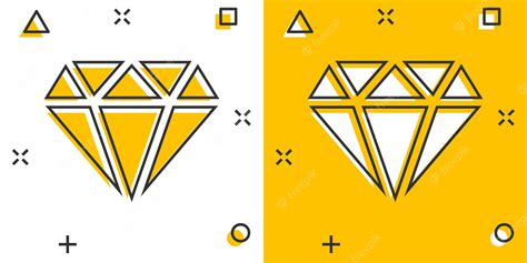 Icono De Gema De Diamante En Estilo Cómico Ilustración De Vector De