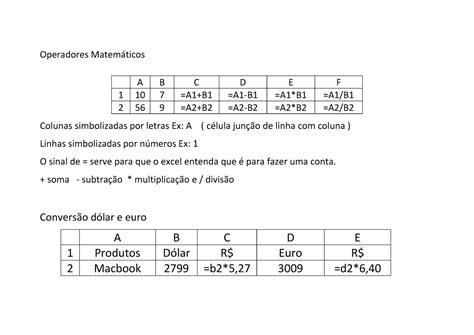 Revisão Mensal de Informática 2º Trimestre Operadores Matemticos