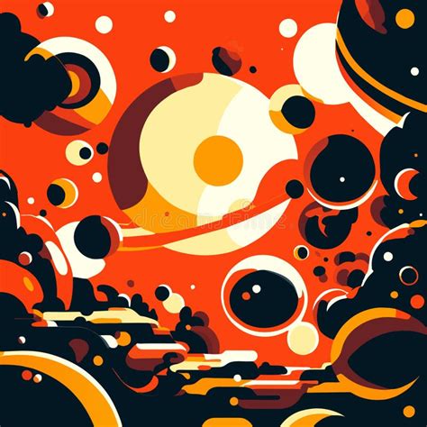 Abstract Background With Circles Lines And Spots Vector Illustration In A Flat Style Stock