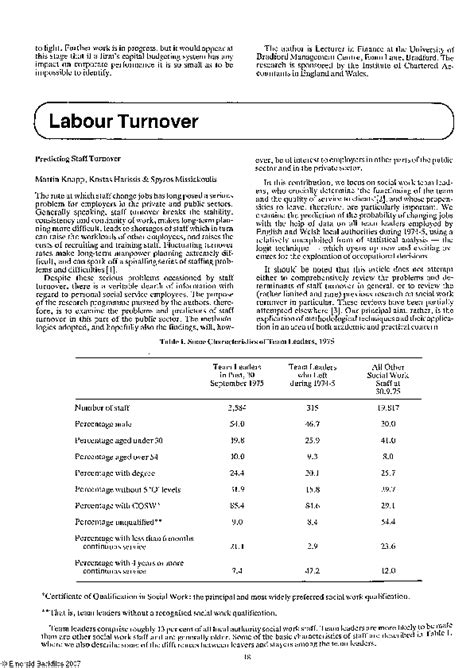 Pdf Predicting Staff Turnover