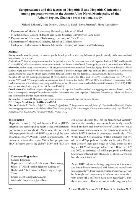 Pdf Seroprevalence And Risk Factors Of Hepatitis B And Hepatitis C