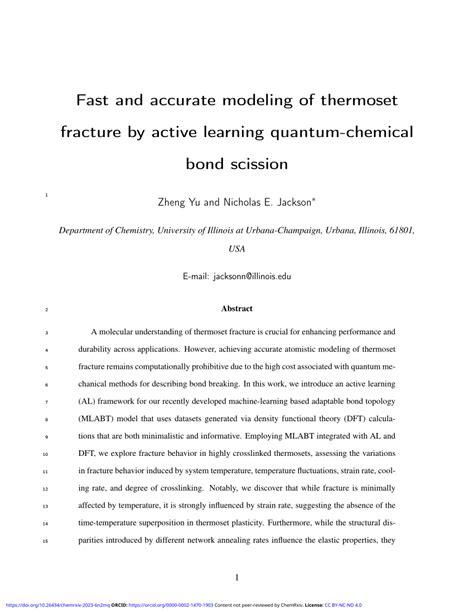 Pdf Fast And Accurate Modeling Of Thermoset Fracture By Active Learning Quantum Chemical Bond