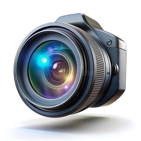 Floating Glowing Camera With Rotating Lens Aperture Stock Illustration