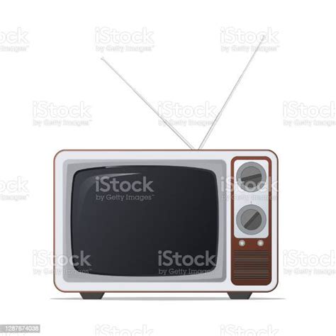 빈 어두운 화면복고풍 구식 빈티지 Tv 디자인용 템플릿입니다 프레젠테이션 또는 광고용 개념입니다 텔레비전에 대한 스톡 벡터 아트