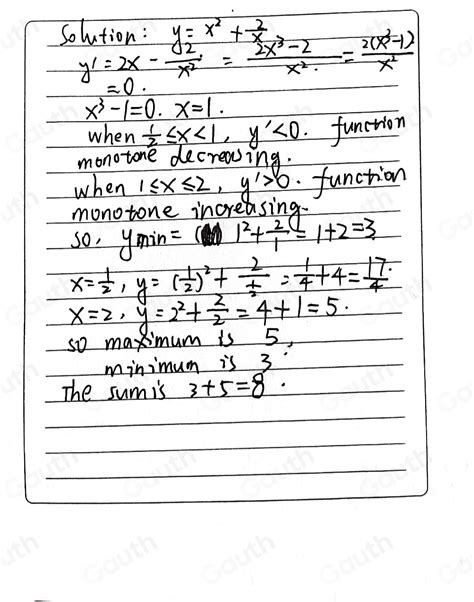 Solved Question 19 Calculate the sum of the maximum and minimum values of the functiop x x²