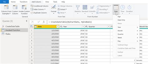 สูตรสำเร็จรูปสำหรับสร้าง Date Table ด้วย Dax และ Power Query M Code